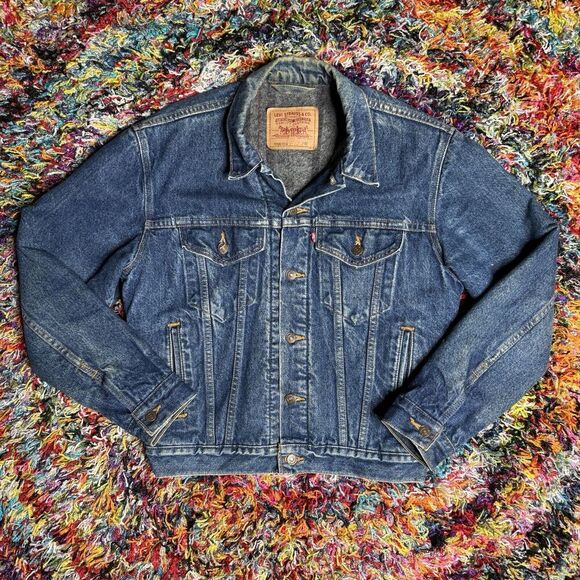 Levi's | Jackets & Coats | Vintage 9s Levis Blanket Lined Denim Trucker Jean Jacket Men 38 Usa ...